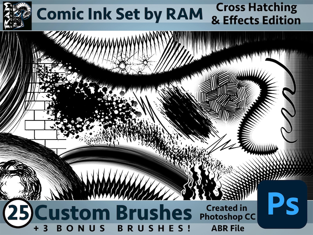 Comic Inking Brush Set | Cross Hatching and Textures | Photoshop ...