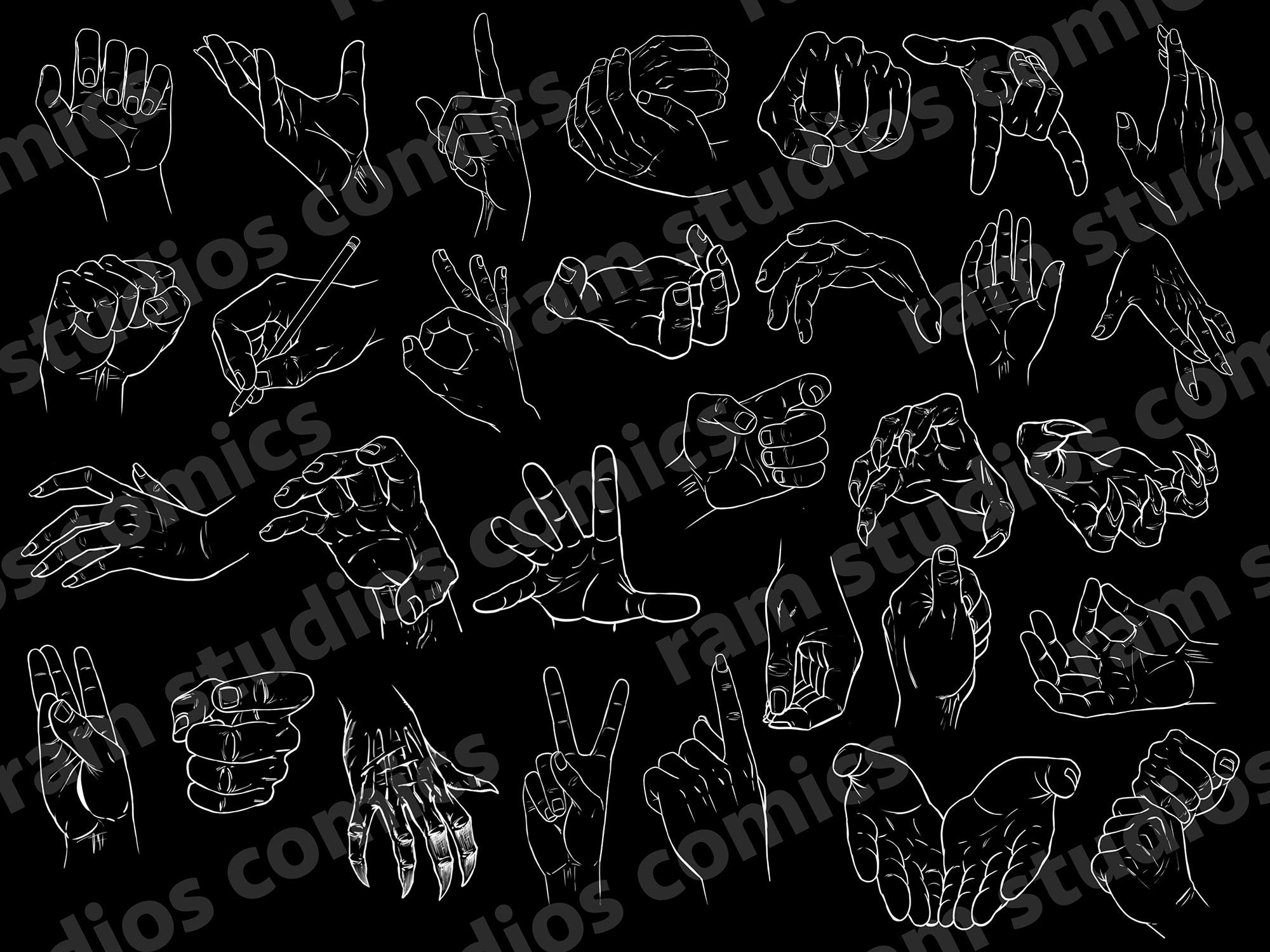 Clip Studio Paint Brushes - Hand Stamps - Various Hand Poses - Etsy