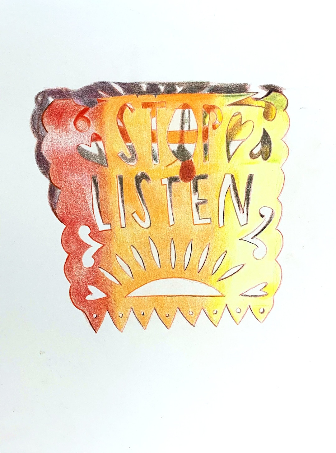 Stop, Listen Tricolor Papel Picado Study - Etsy