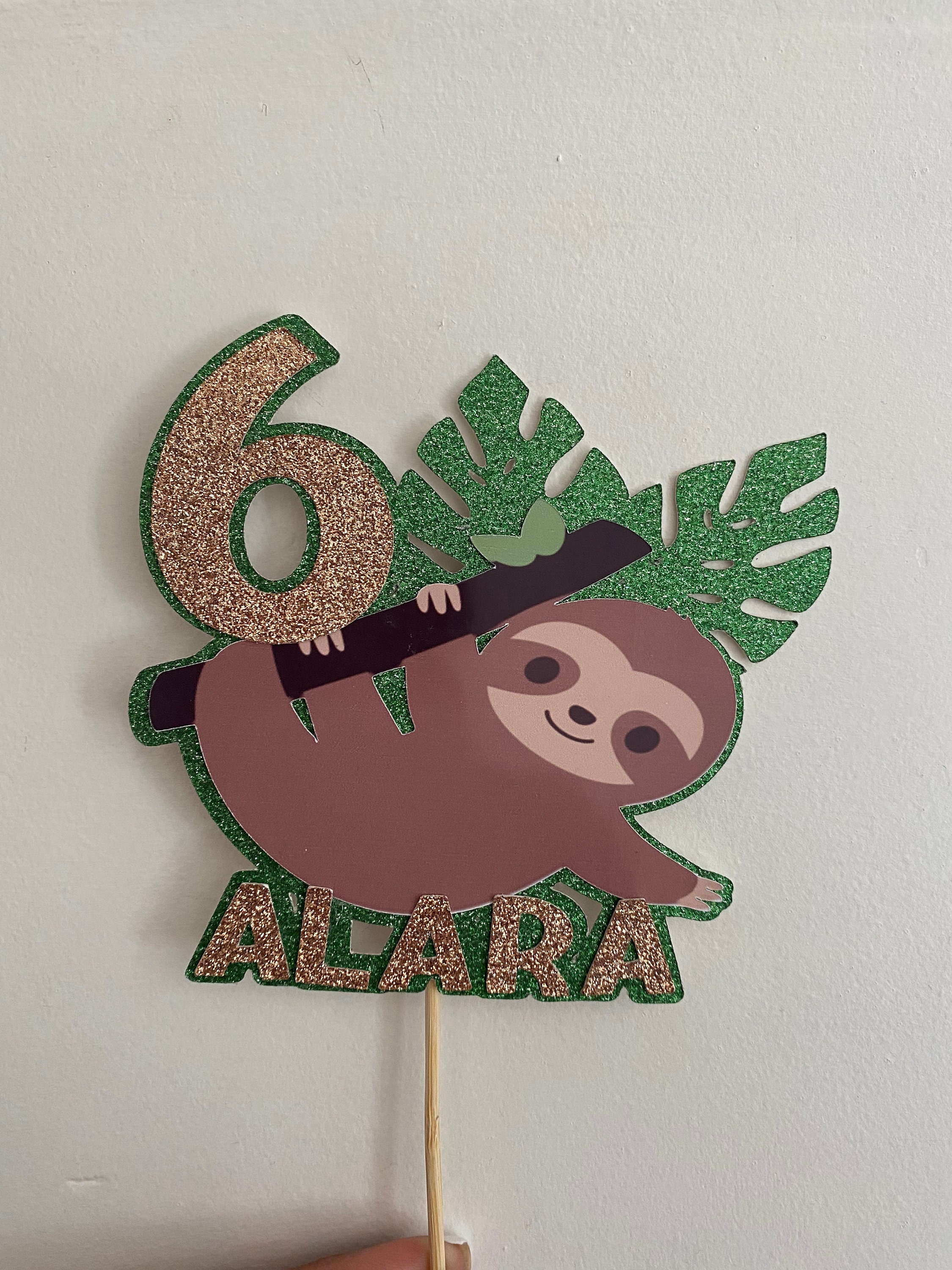 Sloth Inspired Cake Topper Any Age Any Name - Etsy UK