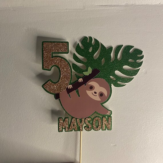 Sloth Inspired Cake Topper Any Age Any Name - Etsy UK