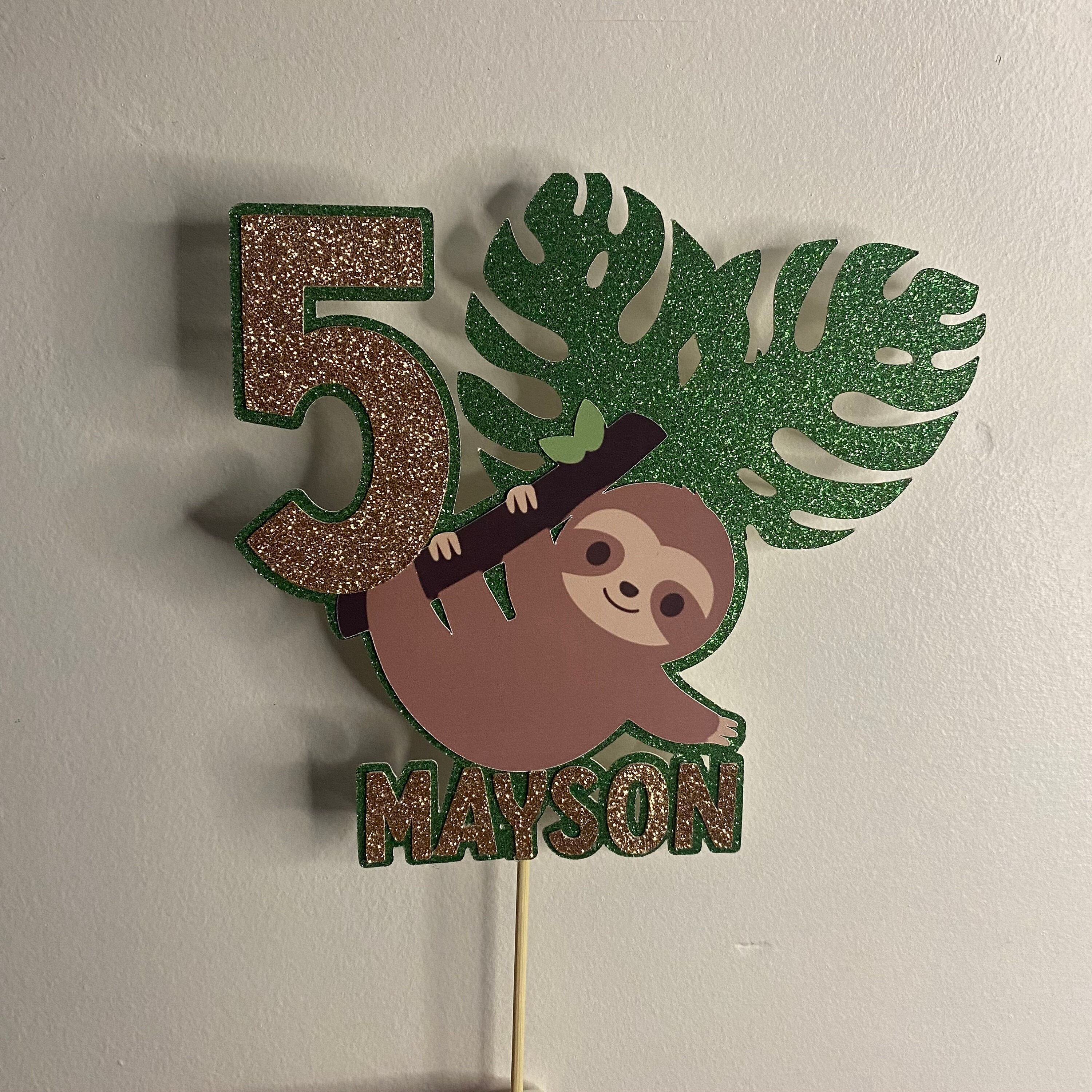 Sloth Inspired Cake Topper Any Age Any Name - Etsy UK
