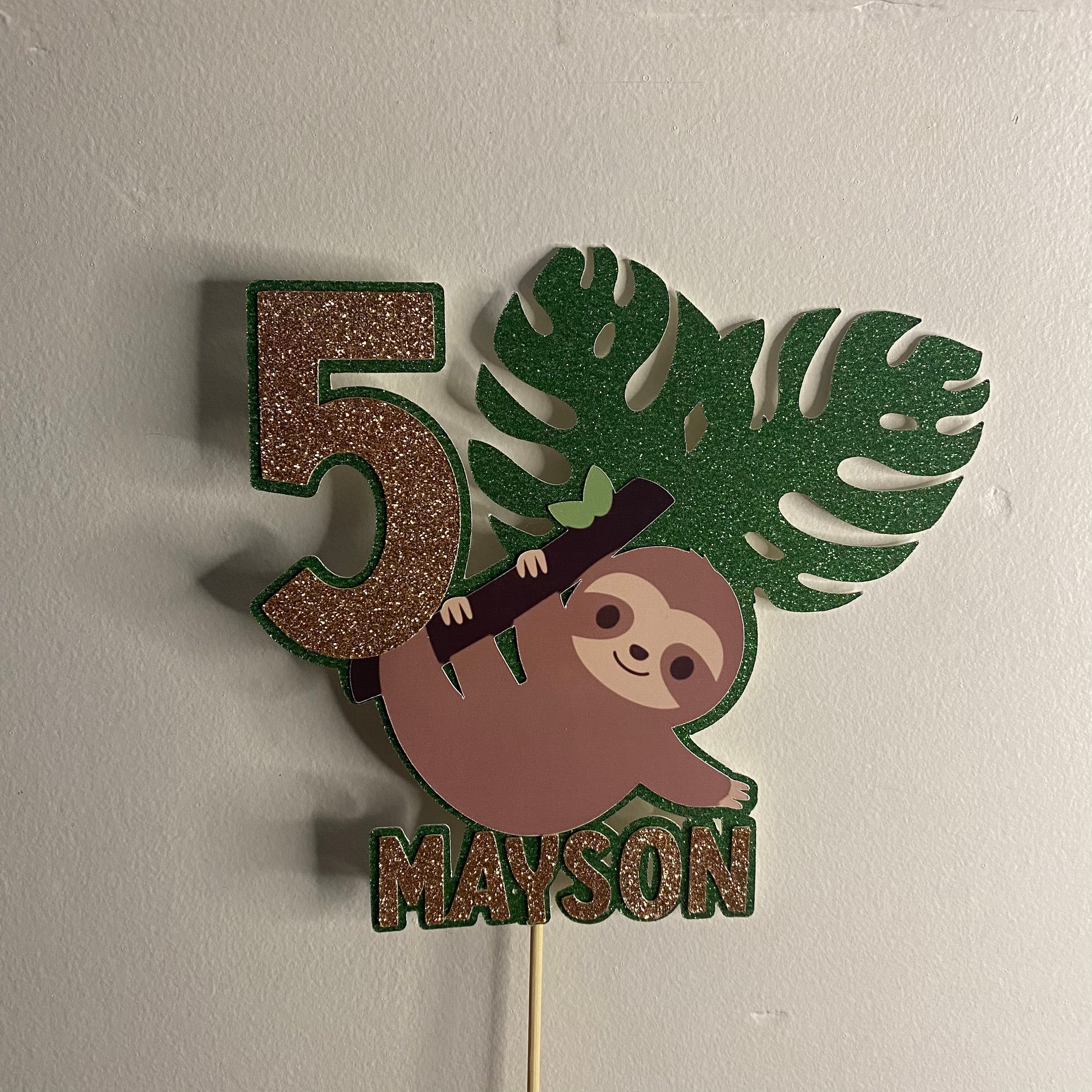 Sloth Inspired Cake Topper Any Age Any Name - Etsy UK