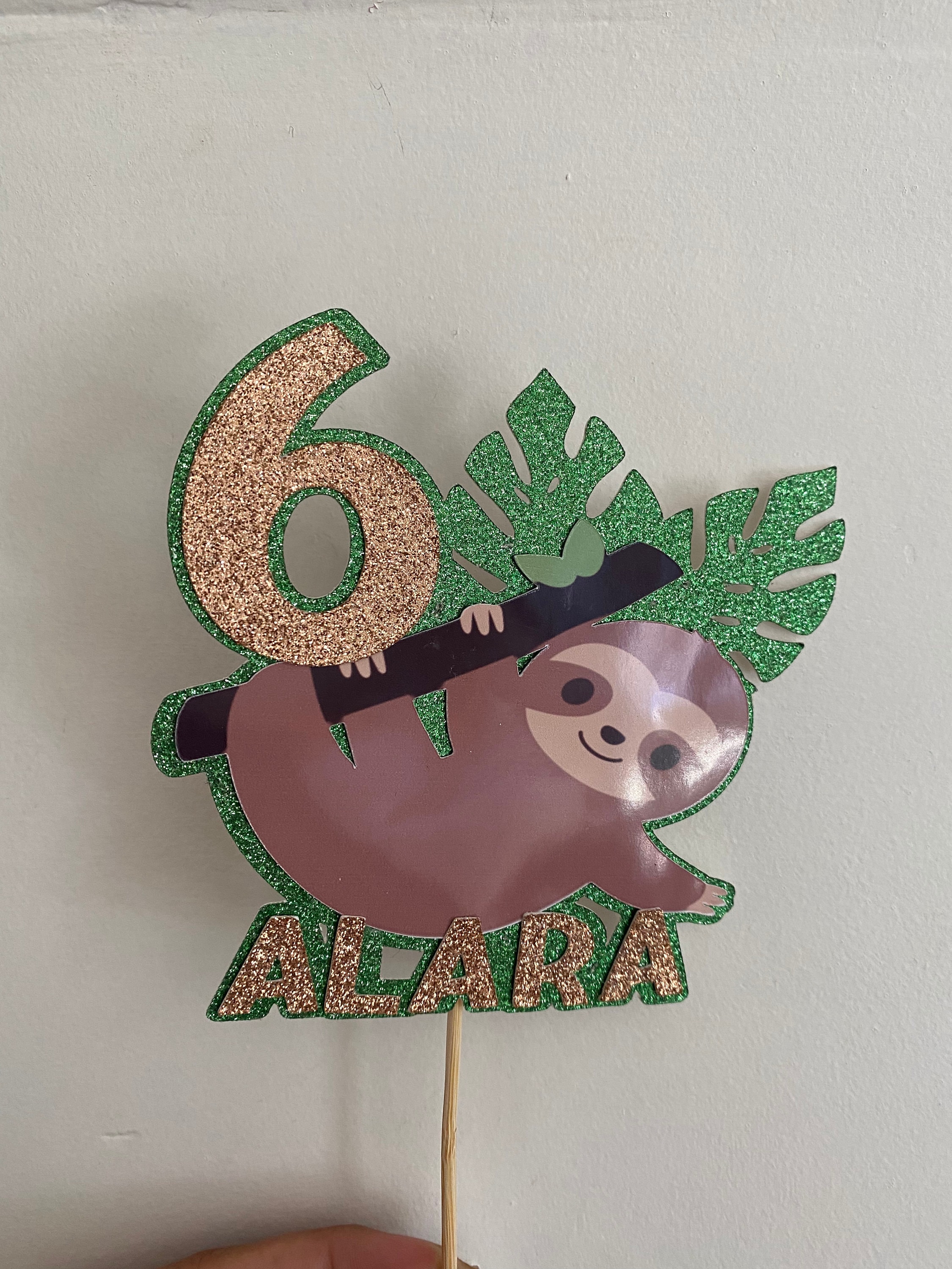 Sloth Inspired Cake Topper Any Age Any Name - Etsy UK