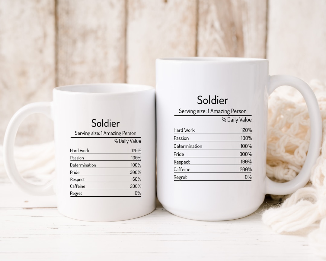 Soldier Nutrition Facts Mug, Soldier Mug, Soldier Gift, Soldier Coffee ...