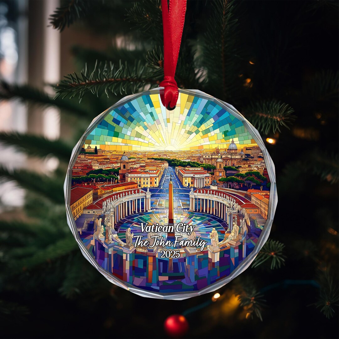 Personalized Vatican Stained Glass Style Crystal Ornament, Travel ...