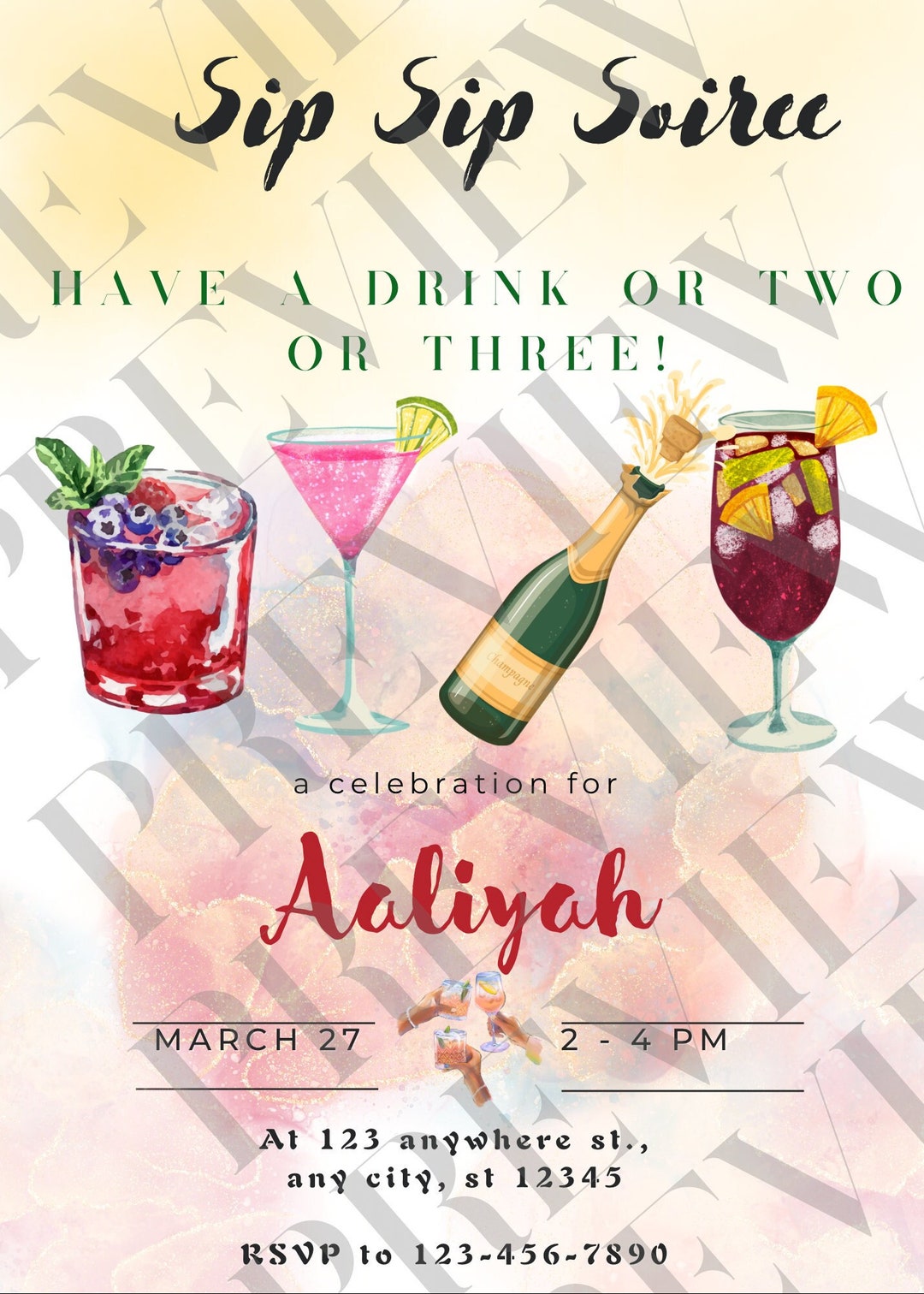 Cocktail or Mocktail Party / HAPPY HOUR Soiree INVITATION - Etsy