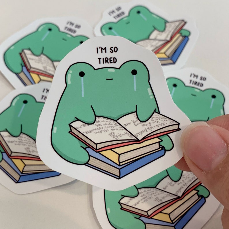 Crying Tired Frog Sticker - Etsy
