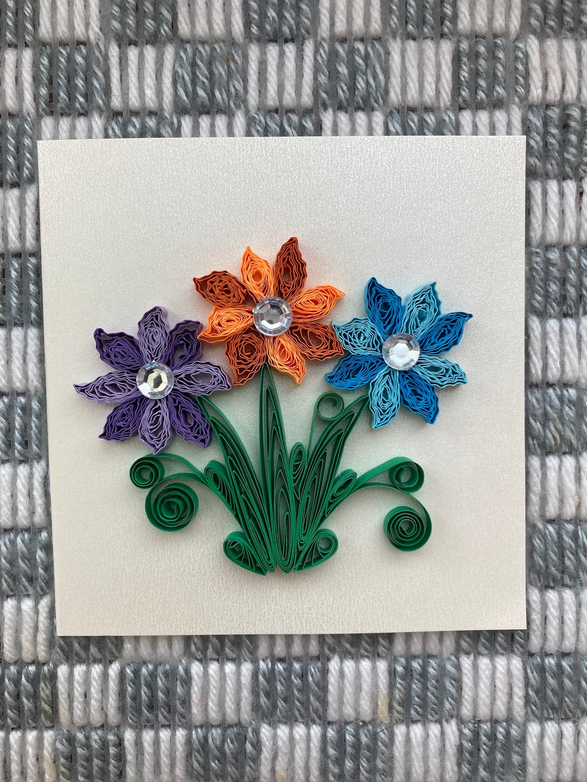Set of Two Paper Quilled Cards Featuring Three Beautifully Colored ...