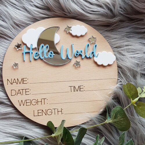 SVG File Hello World Card Baby Birth Milestone Card - Etsy