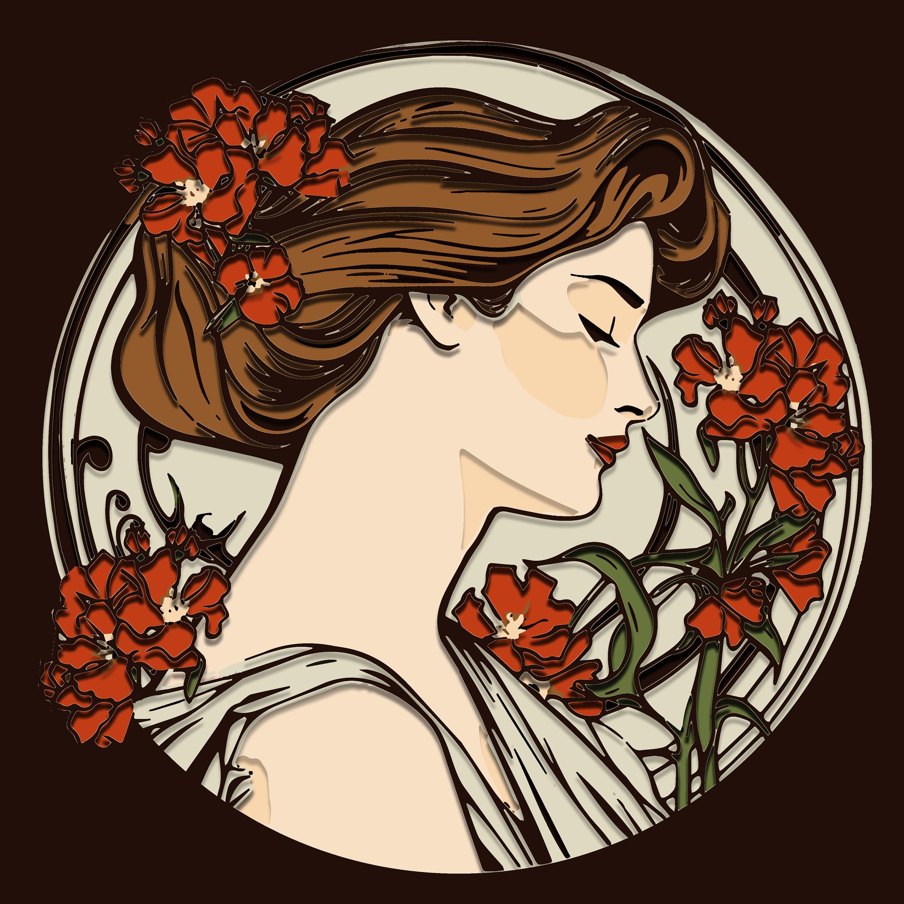 Art Nouveau Stained Glass Svg Layered Cut File Wall Art, Layer SVG Cut ...