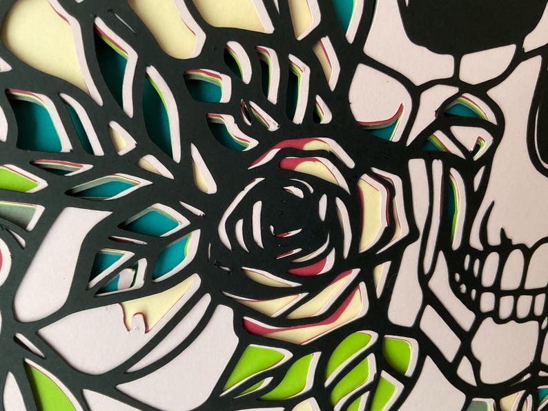 Skull and Roses Stained Glass SVG: 6-layer Cut File for Cricut - Etsy