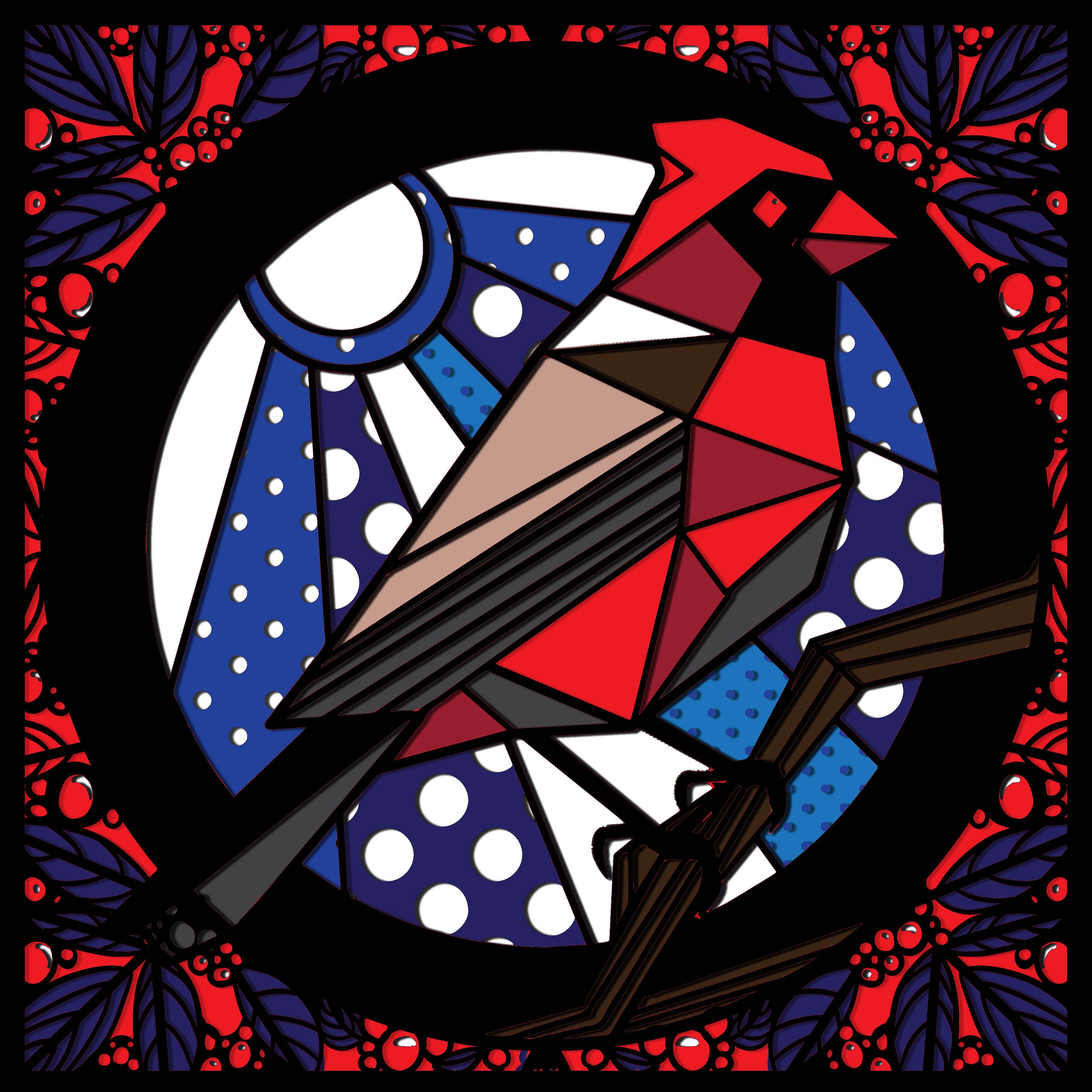 Red Cardinal Bird Stained Glass SVG Wall Art Multi Layer Cut File ...