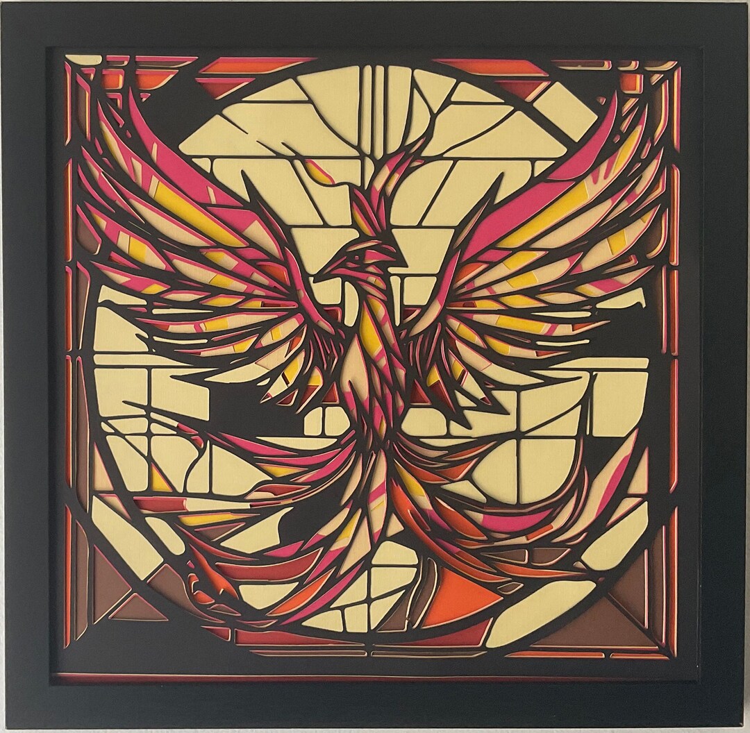 Rising Phoenix Stained Glass SVG Wall Art Multi Layer Cut File, Vector ...
