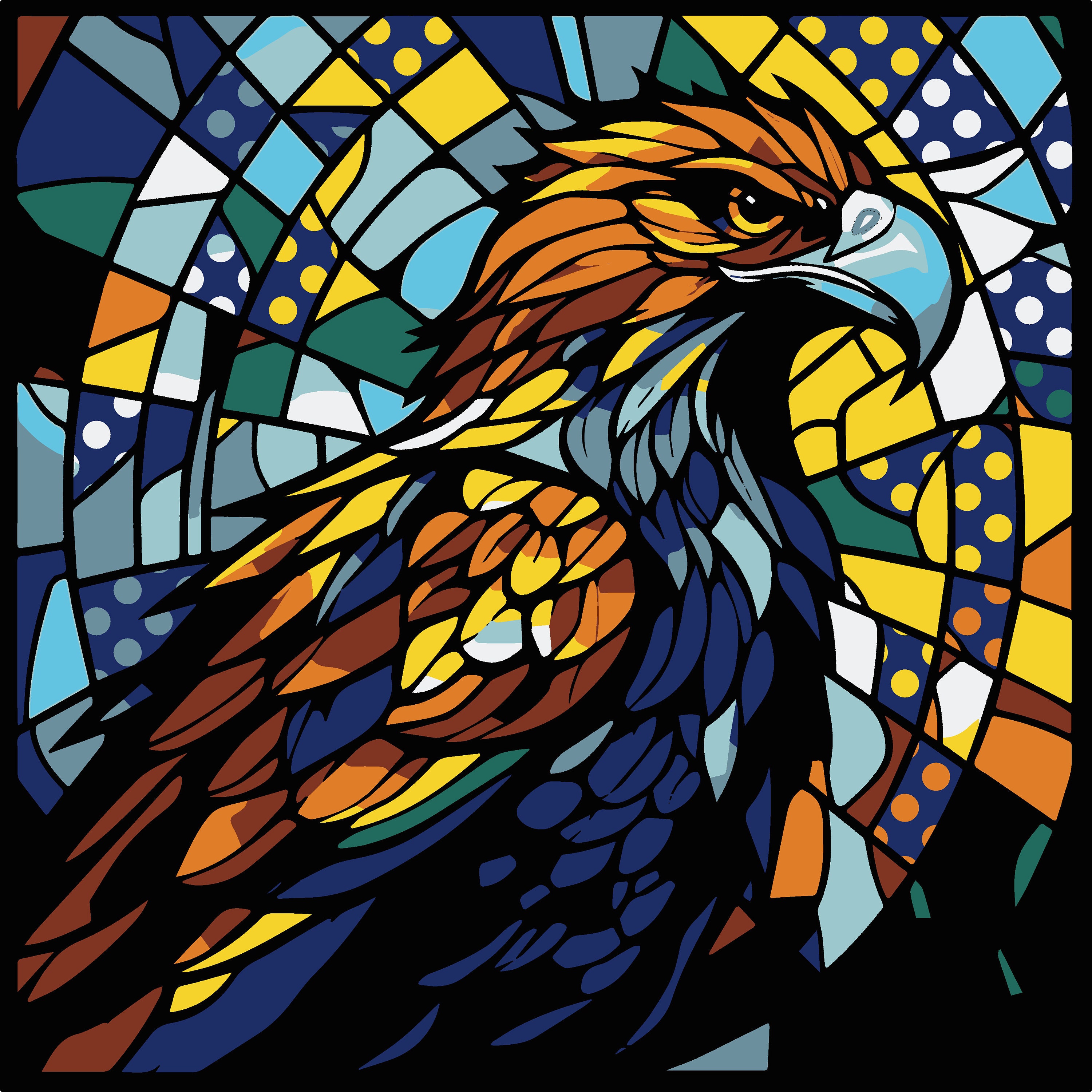 Hawk Profile Stained Glass SVG Wall Art Multi Layer Cut File, Vector ...