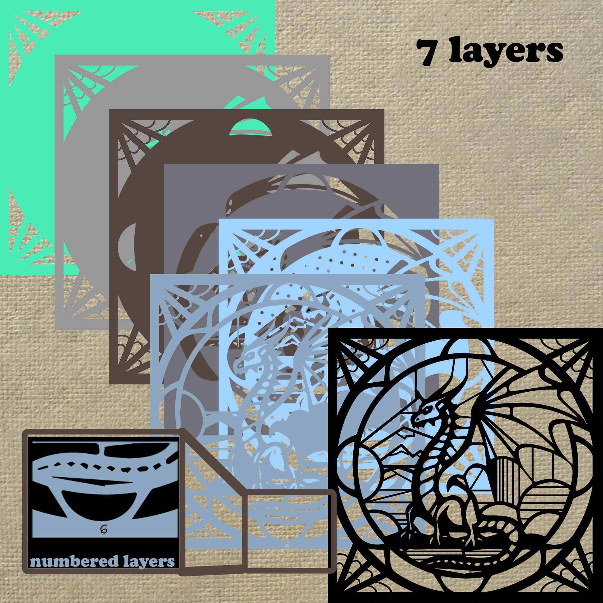 Dragon Stained Glass SVG Wall Art Multi Layer Cut File Vector - Etsy