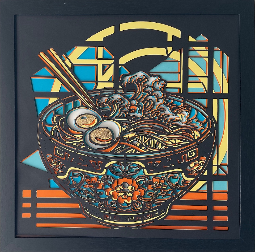 Ramen Stained Glass Shadowbox SVG Wall Art Multi Layer Cut File Vector ...