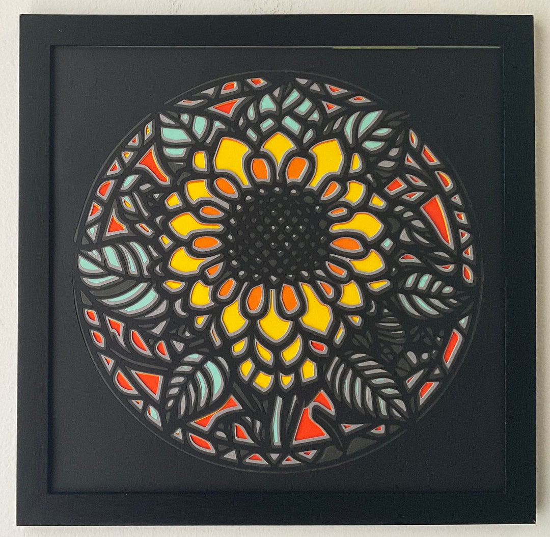 Sunflower Stained Glass SVG Wall Art Multi Layer Cut File, Vector Svg ...