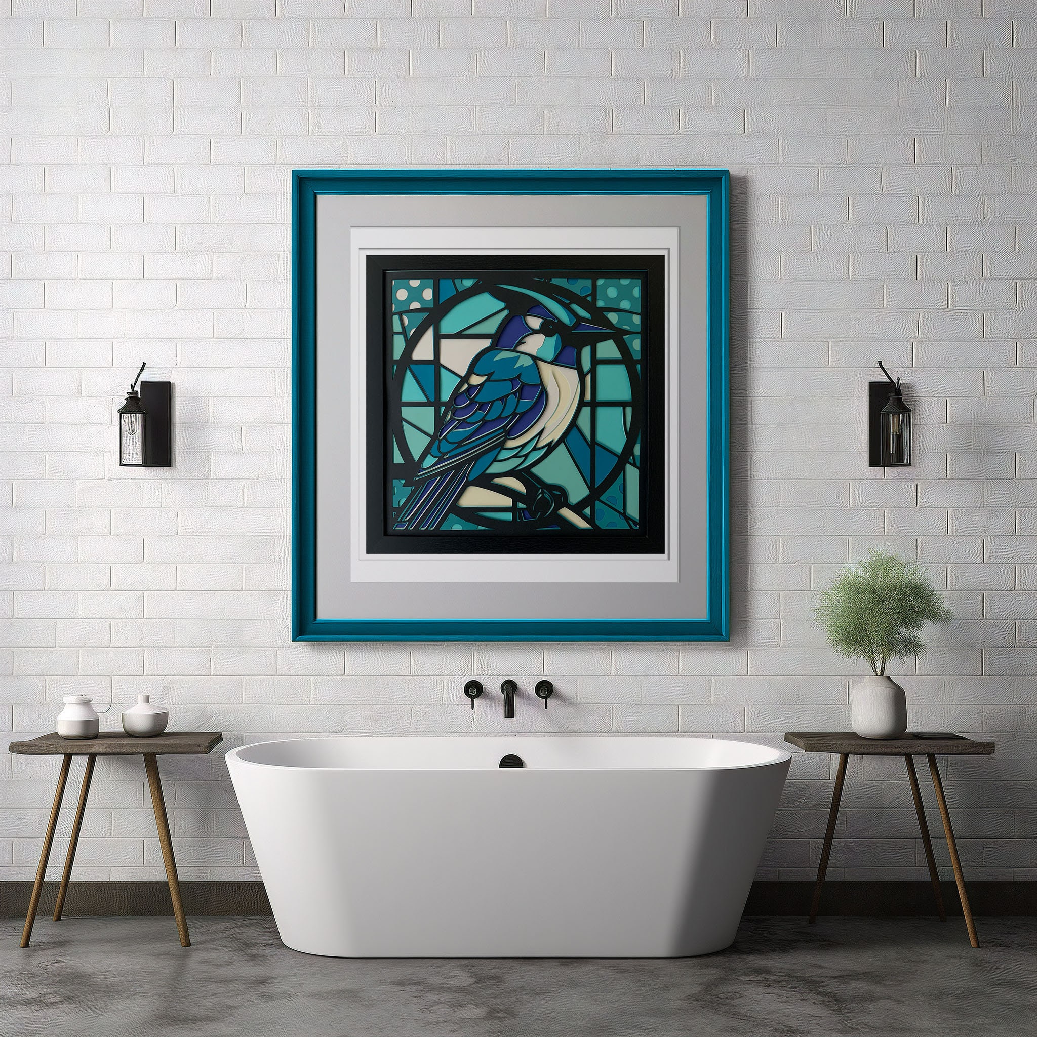 Blue Jay Bird Stained Glass Wall Art, Layered SVG for Cutting Cut File ...