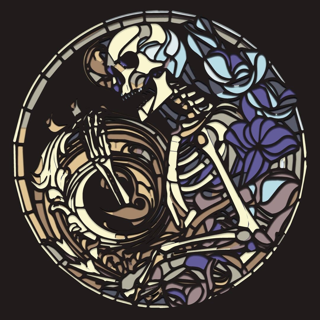 Art Nouveau Skeleton Stained Glass Svg Layered Cut File Wall Art, 9 ...