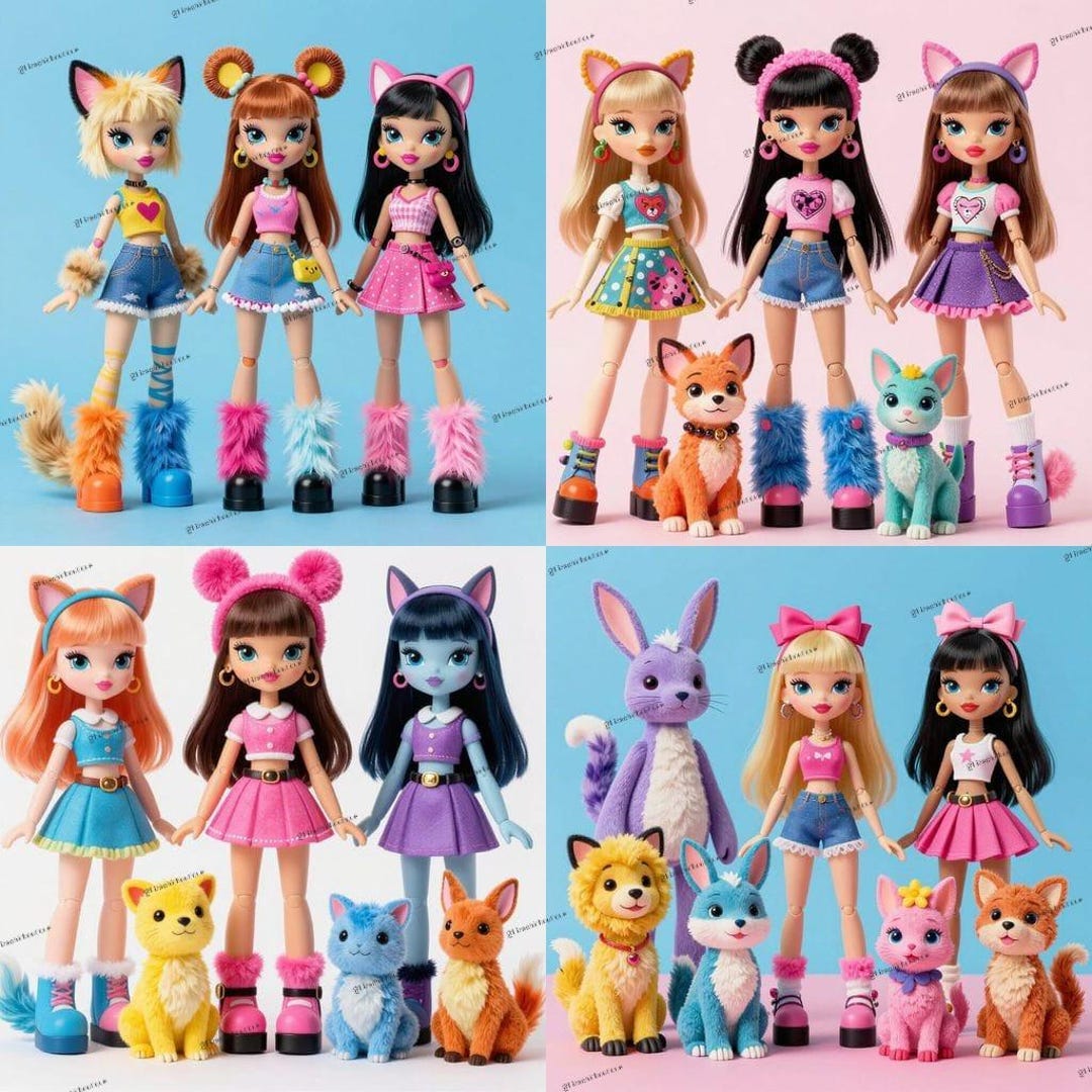 Cute Dolls With Animals Digital Downloads Set 6 - Etsy