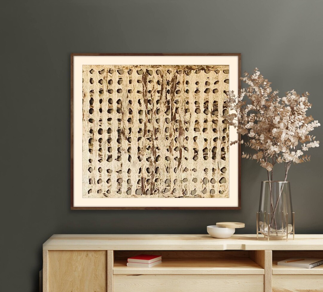 Mexican Amate Paper Art Beige Color Wall Art Framed Taupe Painting ...