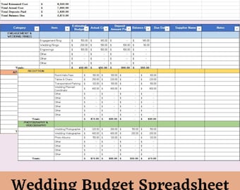 Wedding Guest Spreadsheet Wedding Guests Tracker RSVP - Etsy
