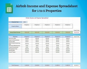 Airbnb Income and Expense Spreadsheet Airbnb Rental Template - Etsy