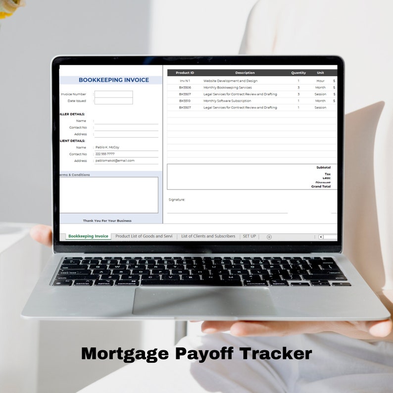 Business Invoice Template Excel, Excel Bookkeeping Invoice Tracker ...