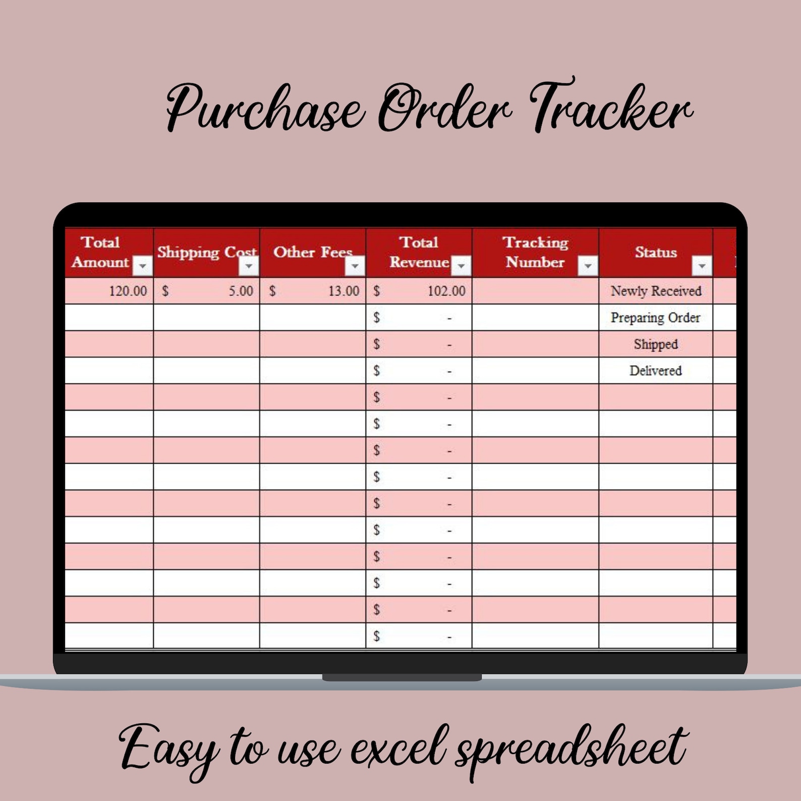 Purchase Order Tracker Excel Spreadsheet, Sales Tracker, Revenue ...