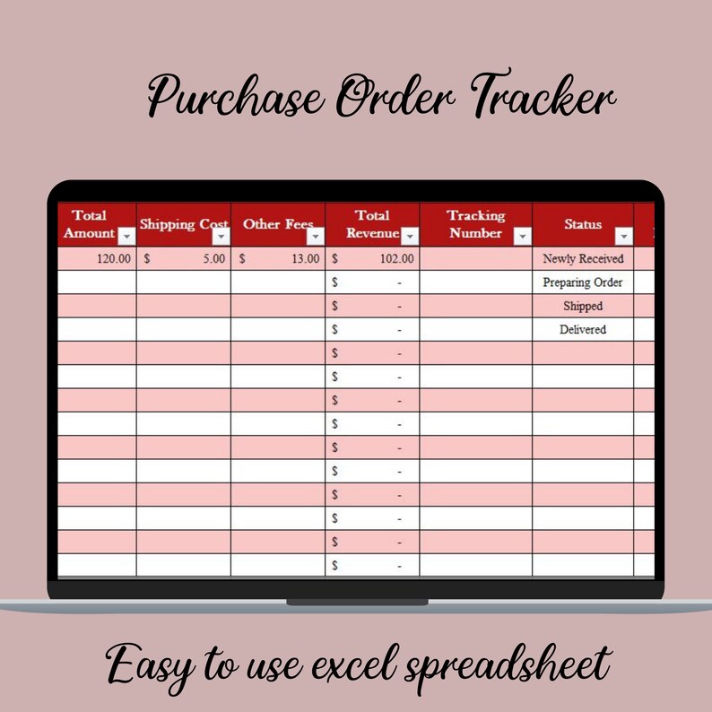 Purchase Order Tracker Excel Spreadsheet, Sales Tracker, Revenue ... Purchase Order Tracker Excel Spreadsheet, Sales Tracker, Revenue ...