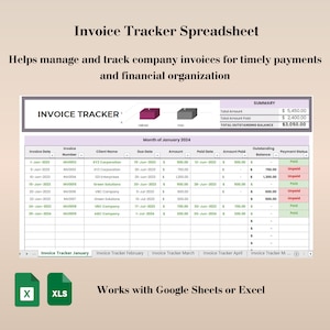Invoice Tracker Google Sheets, Invoice Tracker Spreadsheet, Invoice ...