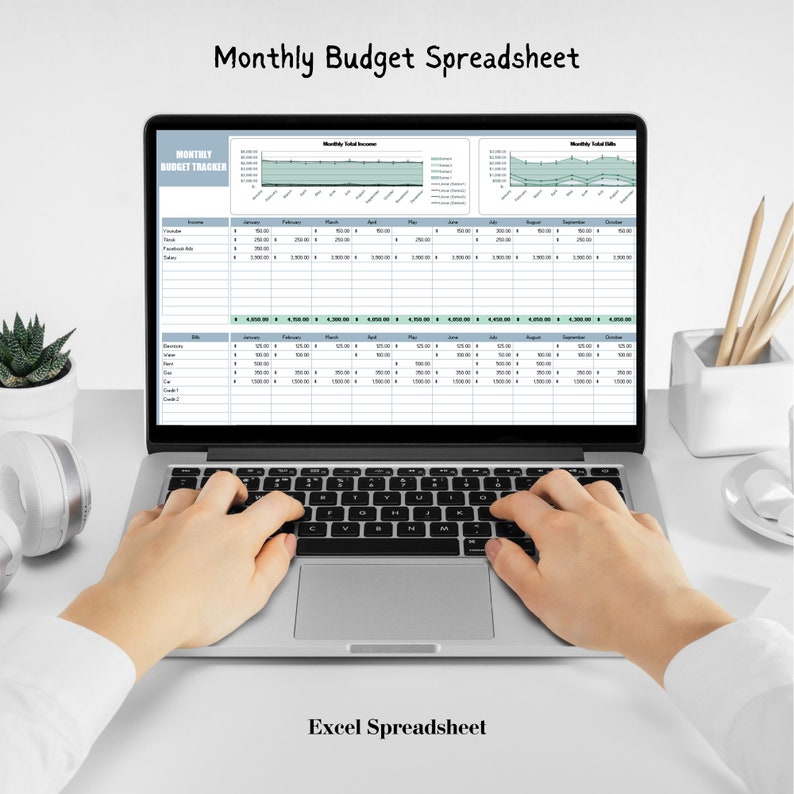 Monthly Budget Spreadsheet, Simple Annual Budget Spreadsheet, Personal ...