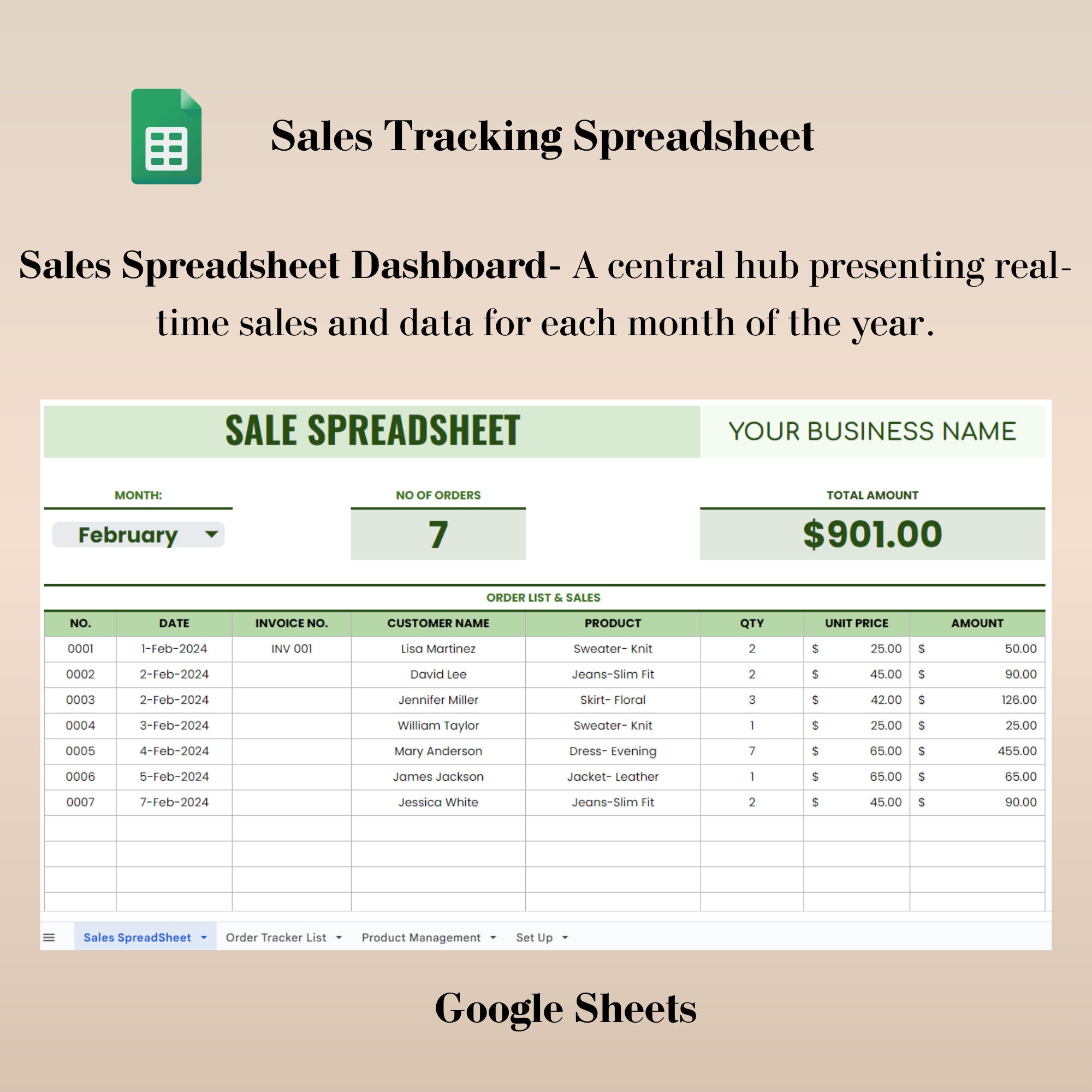 Sales Tracker Google Sheet, Order Tracking Spreadsheet, Small Business ...