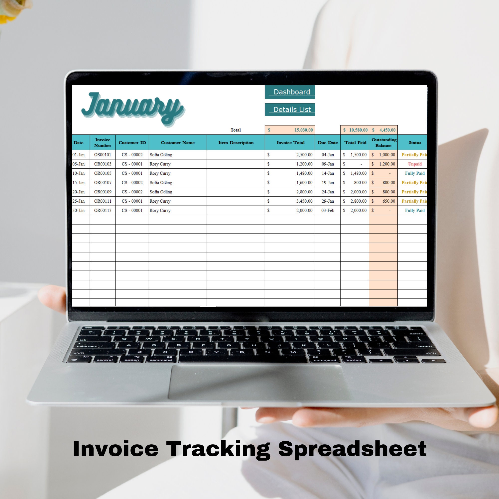 Invoice Tracking Spreadsheet, Invoice Management System, Small Business ...
