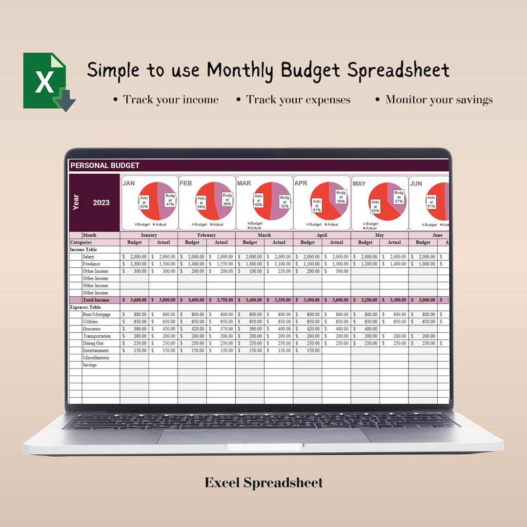 Annual Budget Excel Spreadsheet, Simple Monthly Budget Spreadsheet ...