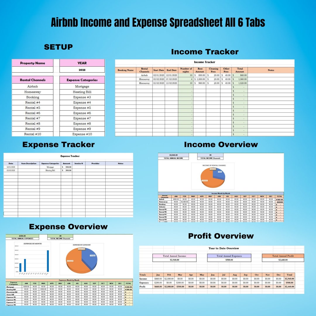 Airbnb Income and Expense Spreadsheet USD, Airbnb Rental Template ...
