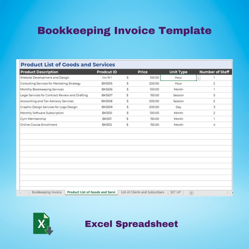 Business Invoice Template Excel, Excel Bookkeeping Invoice Tracker ...