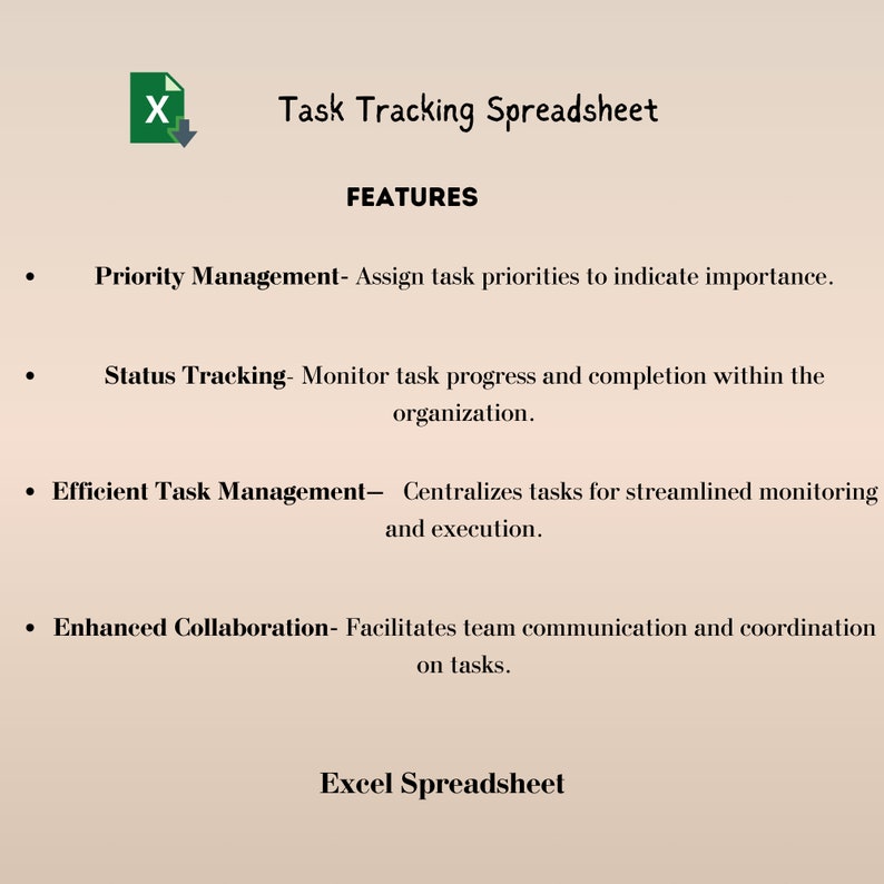 Task Tracker Spreadsheet, Task Management Spreadsheet, Productivity ...