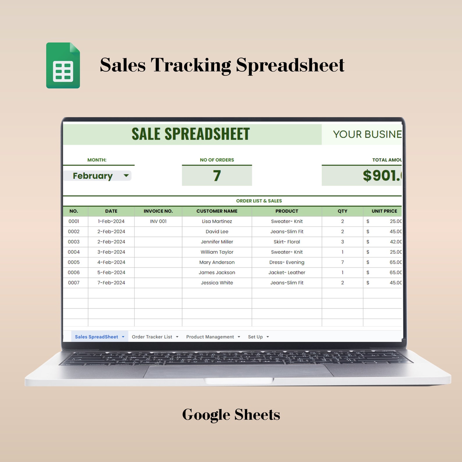 Sales Tracker Google Sheet, Order Tracking Spreadsheet, Small Business ...