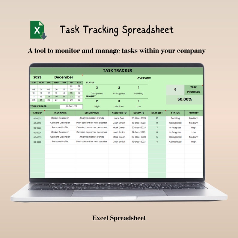 Task Tracking Spreadsheet, Small Business Task Planner, Monthly ...