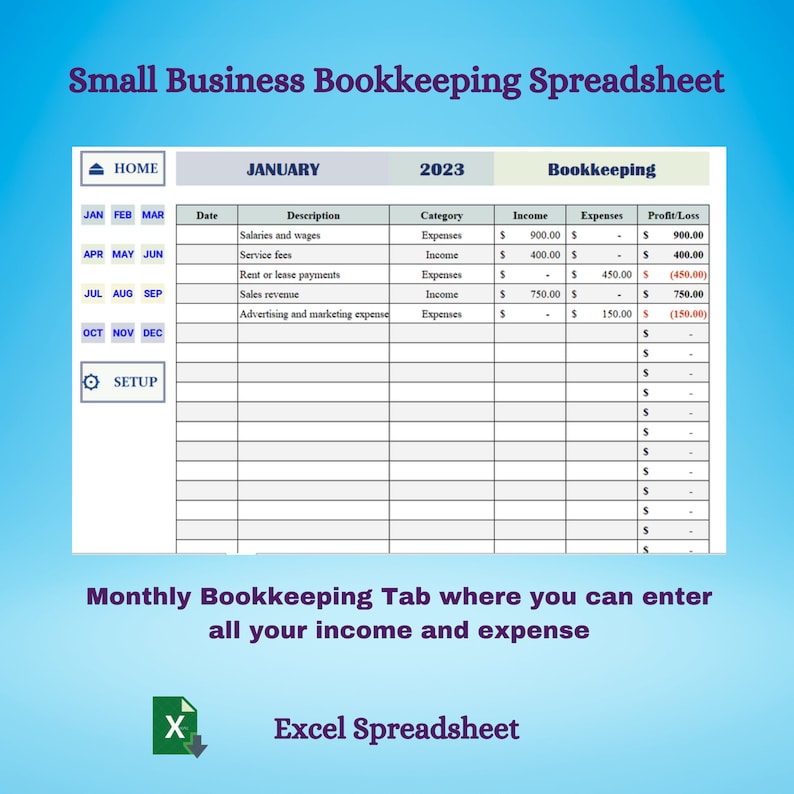Small Business Bookkeeping Spreadsheet, Small Business Income and ...