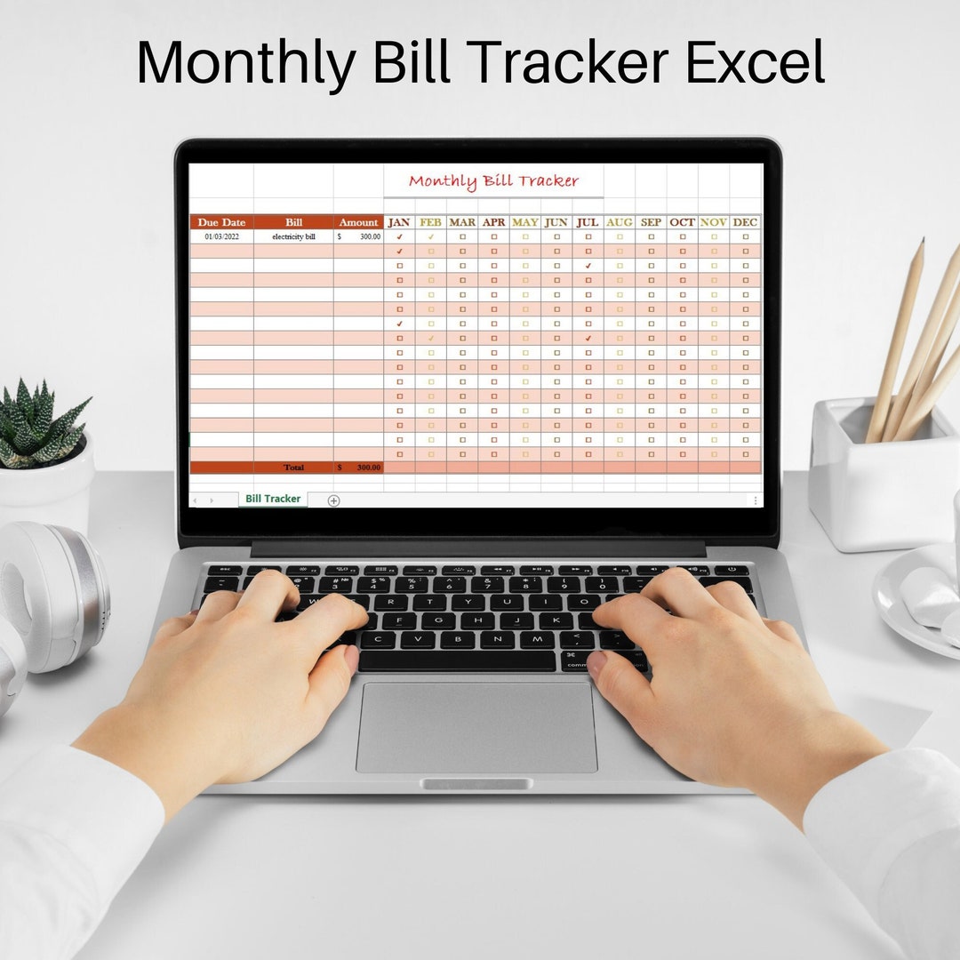 Excel Monthly Bill Tracker and Organizer, Excel Bill Tracker, Yearly ...