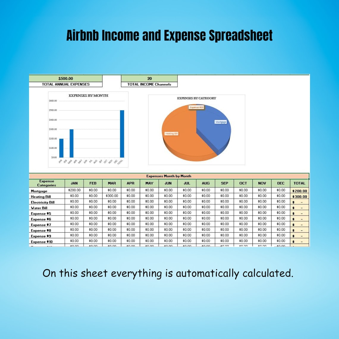Airbnb Income and Expense Spreadsheet USD, Airbnb Rental Template ...