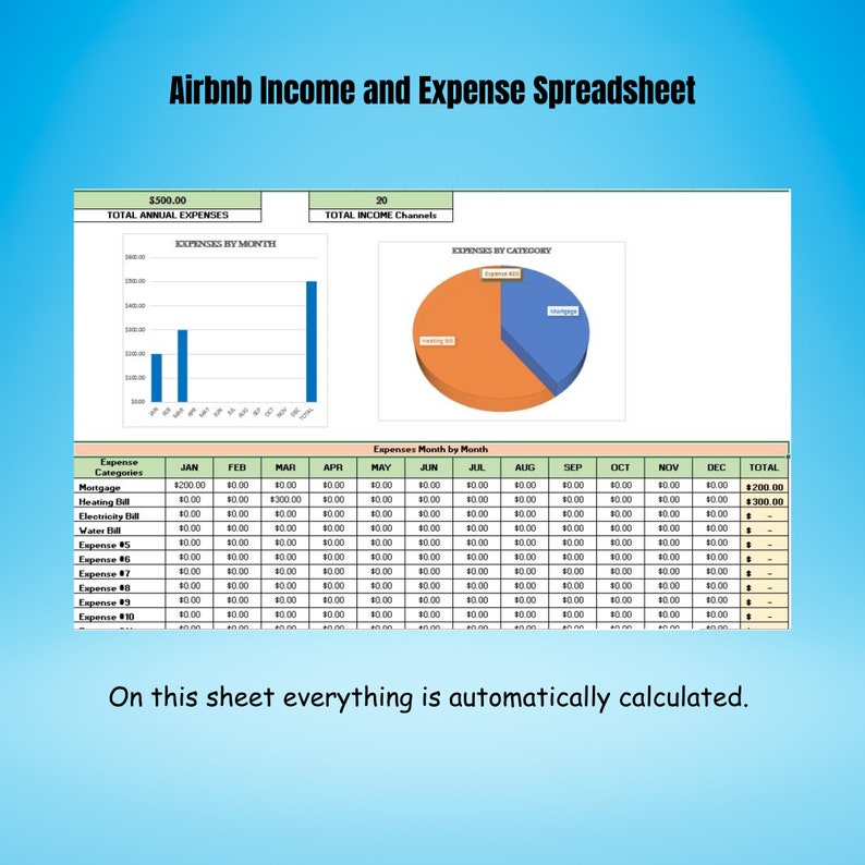 Airbnb Income and Expense Spreadsheet USD, Airbnb Rental Template ...