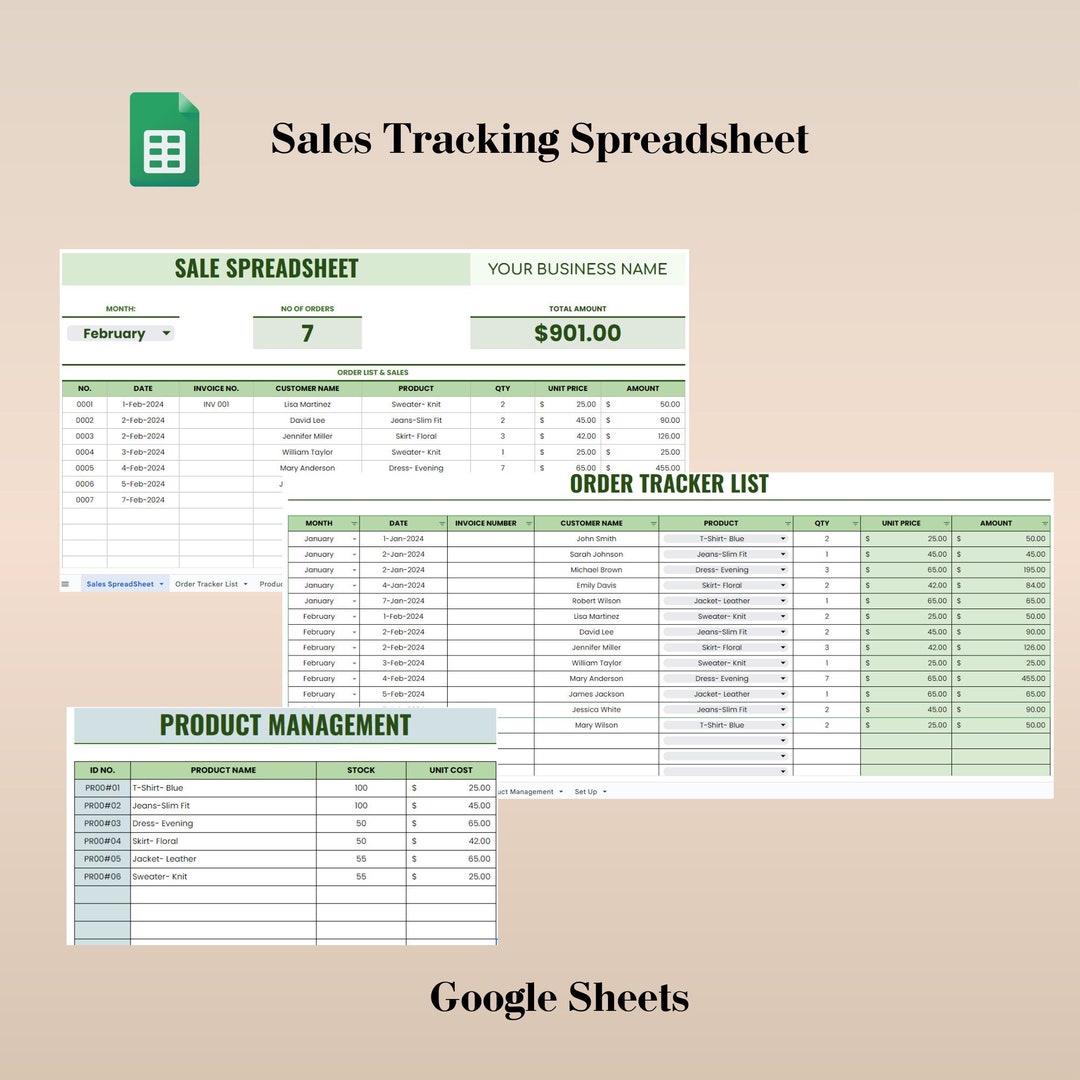 Sales Tracker Google Sheet, Order Tracking Spreadsheet, Small Business ...