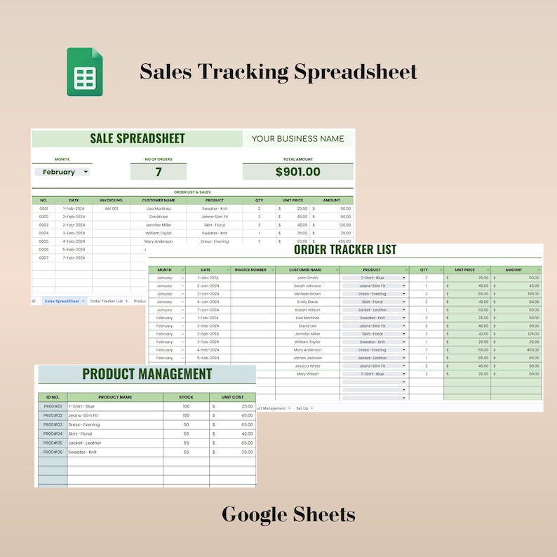 Sales Tracker Google Sheet, Order Tracking Spreadsheet, Small Business Spreadsheets, Monthly ...