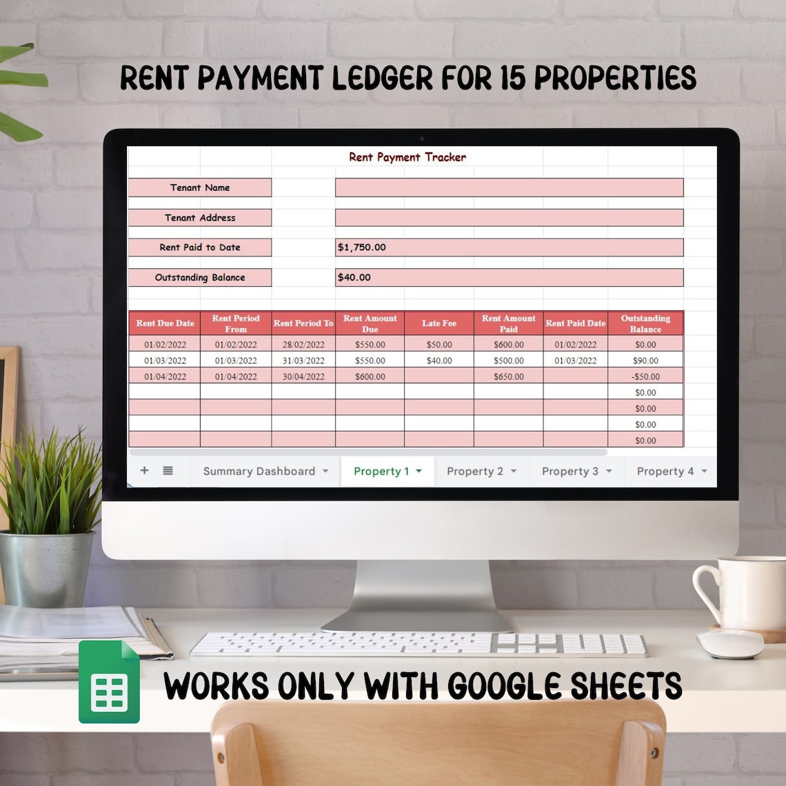 Landlord Rent Payment Tracker for 15 Properties in Google Sheets ...