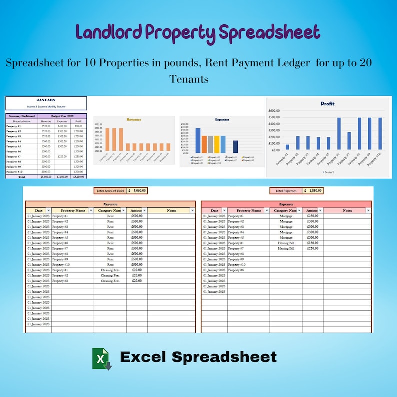 Rental Property Tracker Excel, Rental Income and Expense Tracker ...