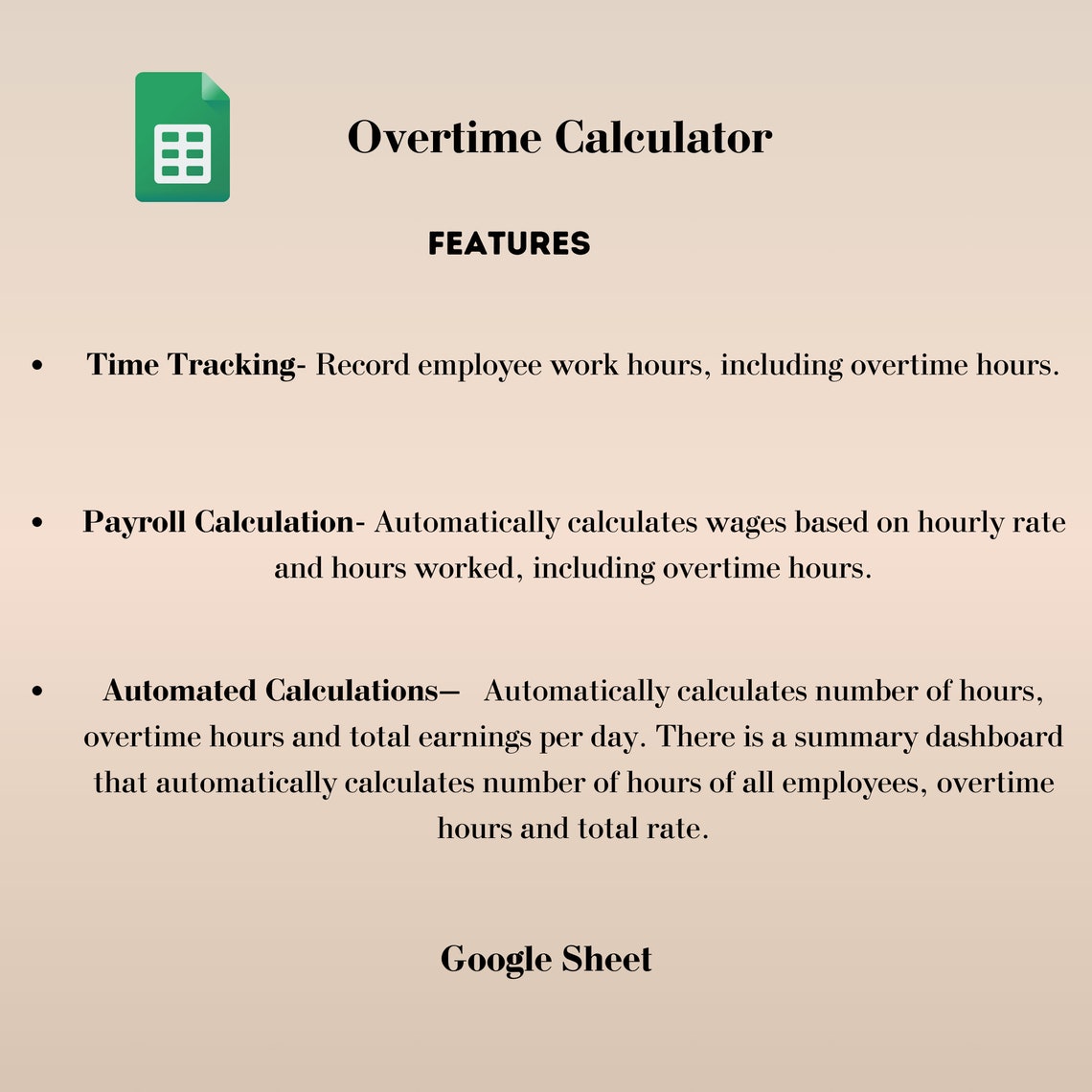 Overtime Calculator Google Sheets, Payroll Spreadsheet to Calculate ...